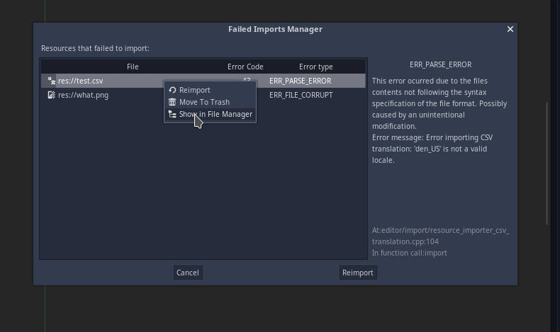 Add dedicated panel for managing failed imports · Issue #2481 · godotengine/godot-proposals · GitHub