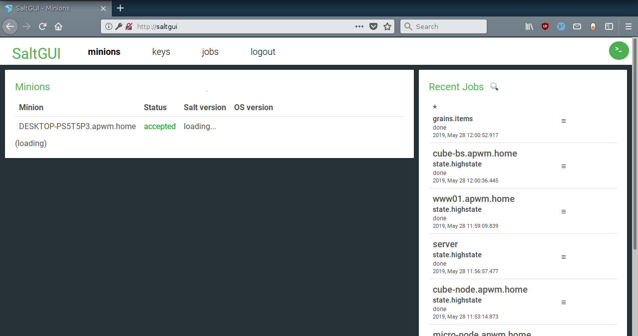 GUI only shows 1 minion · Issue #231 · erwindon/SaltGUI · GitHub