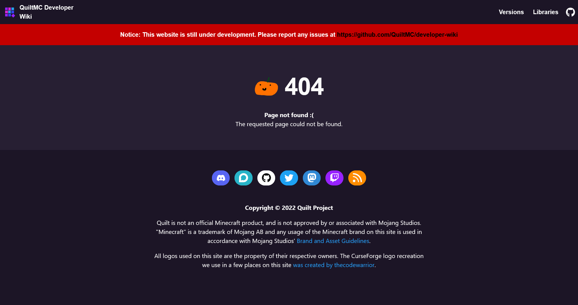 Add 404 Page By Mysterious Dev · Pull Request 20 · Quiltmc Developer Wiki · Github