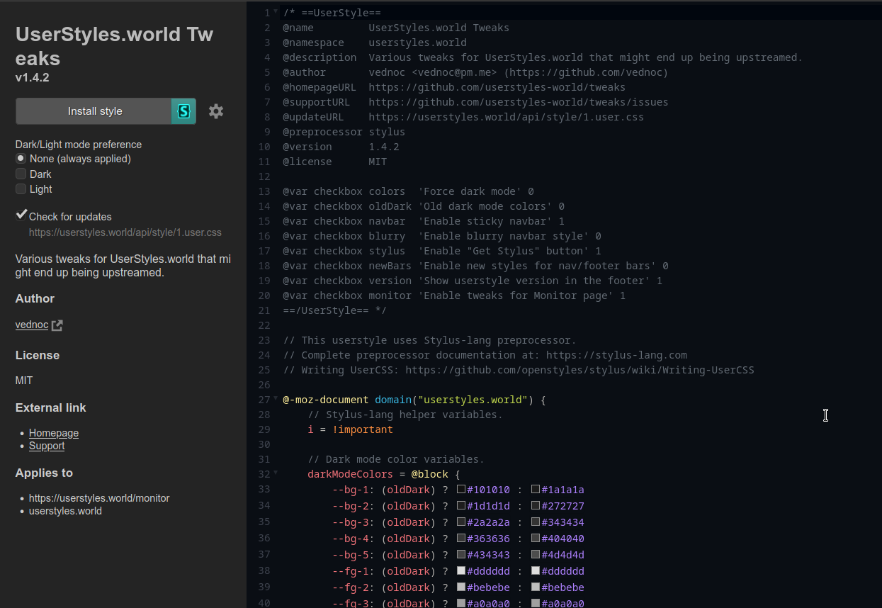 [FR] Allow for adding custom domains from the install page · Issue #1527 · openstyles/stylus ...