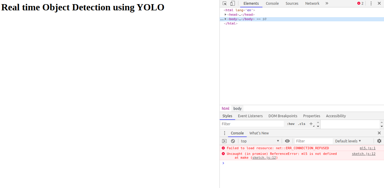 Not Getting Output Getting Ml5 Is Not Defined Please Help Me Out Resolve This Issue · Issue