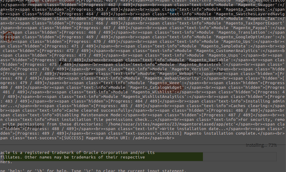 Magento Web Installer doesn't show completeness · Issue #18073 · magento/magento2 · GitHub