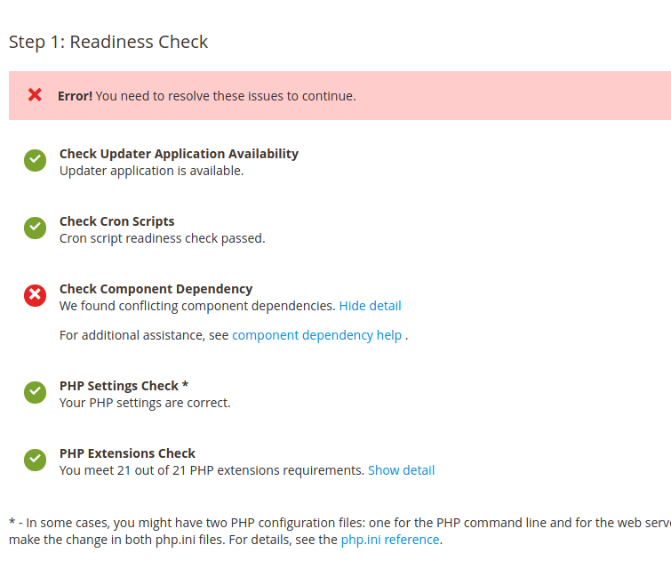 Magento v2.1.2: Check Component Dependency We found conflicting component dependencies. · Issue ...