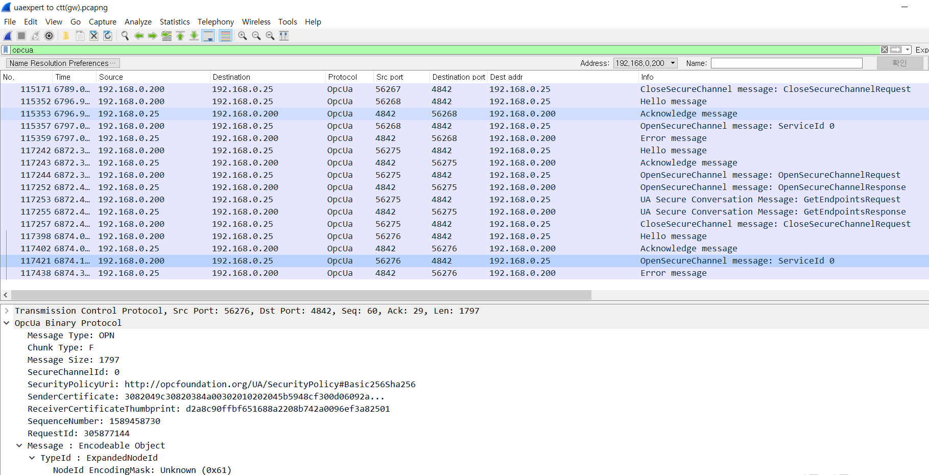 Anyone who capure encrypted OPC UA packets through Wireshark? · Issue #511 · OPCFoundation/UA ...
