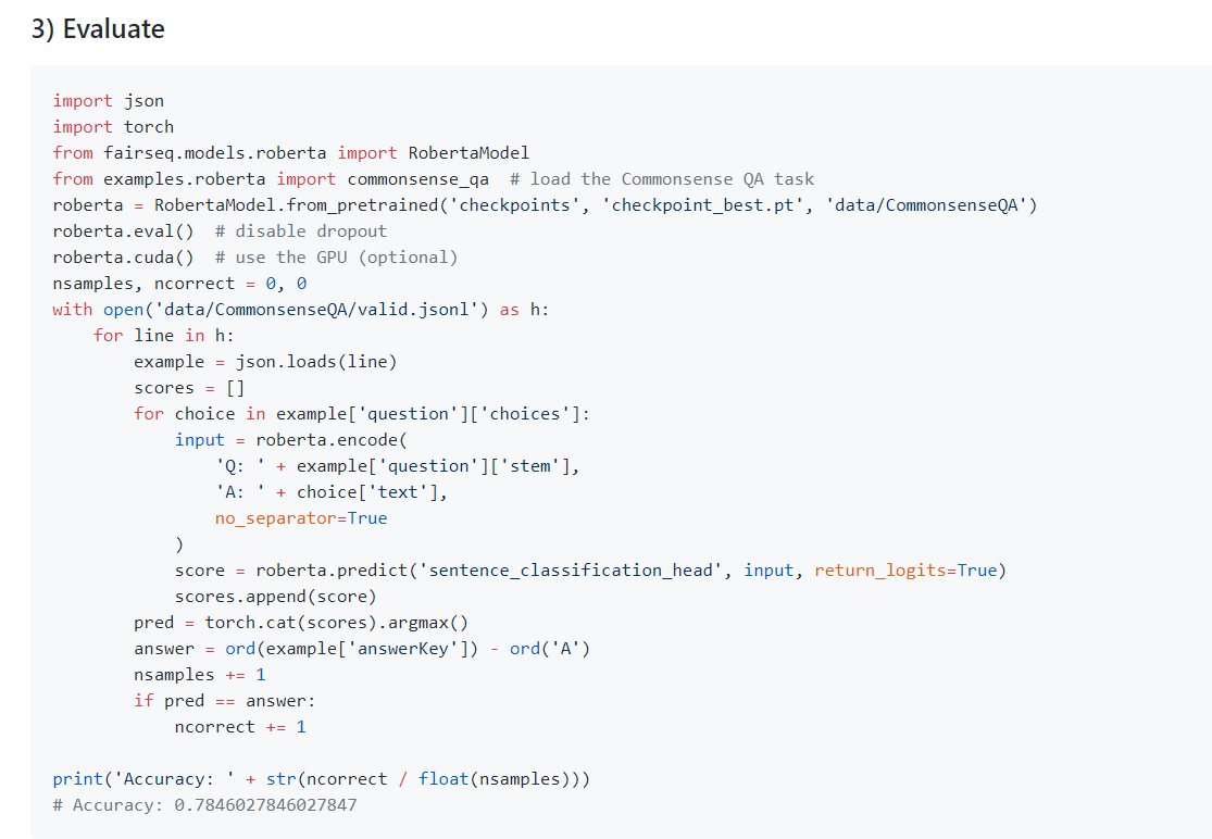 CommonsenseQA evaluate issue · Issue #1355 · facebookresearch/fairseq · GitHub