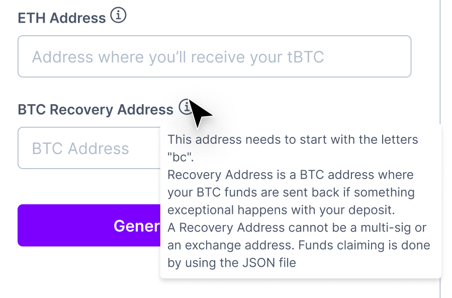 Improving human readability on BTC Recovery Addresses. · Issue #436 · threshold-network/token ...