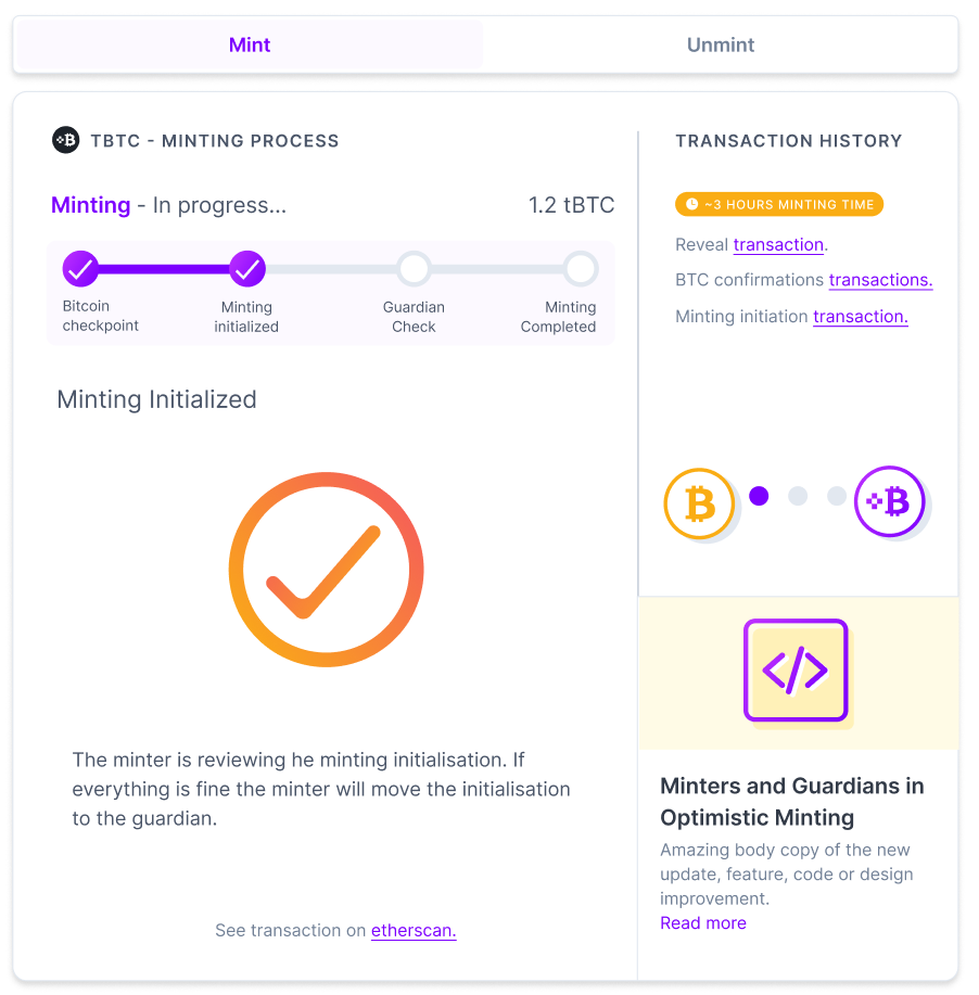 Show the minting progress · Issue #448 · threshold-network/token-dashboard · GitHub