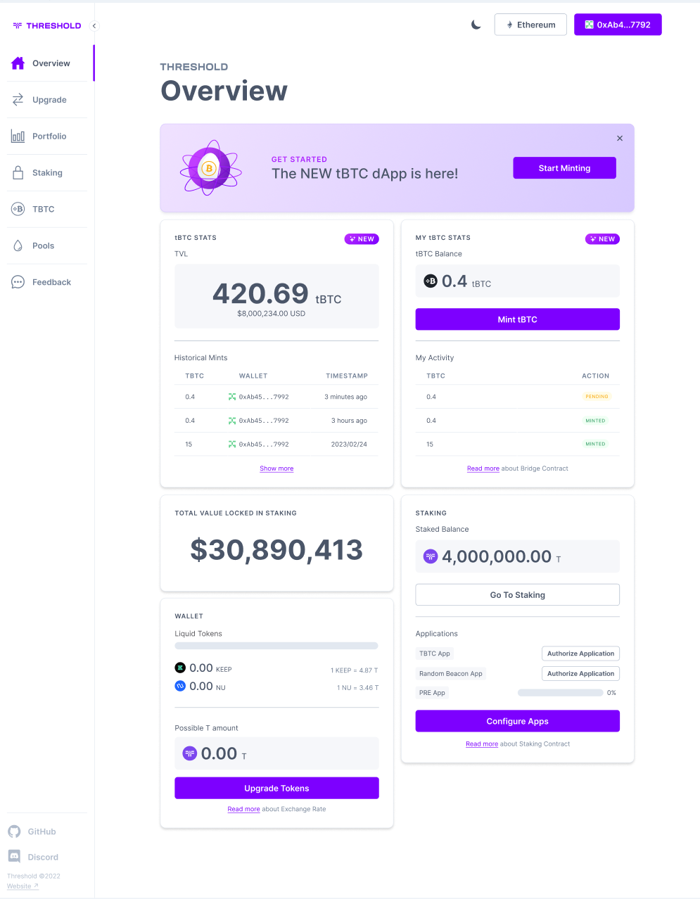 Design: Exploration for tBTC dApp Stats · Issue #466 · threshold ...