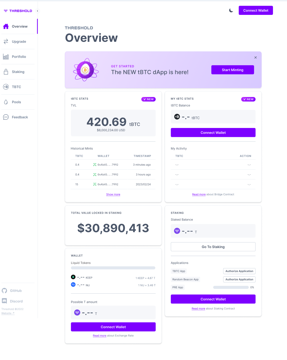 Design: Exploration for tBTC dApp Stats · Issue #466 · threshold-network/token-dashboard · GitHub