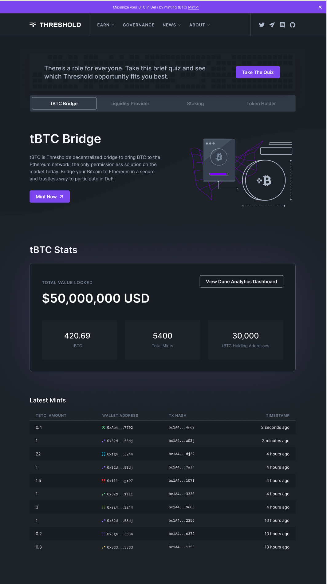 Design: tBTC minted over time · Issue #459 · threshold-network/token-dashboard · GitHub