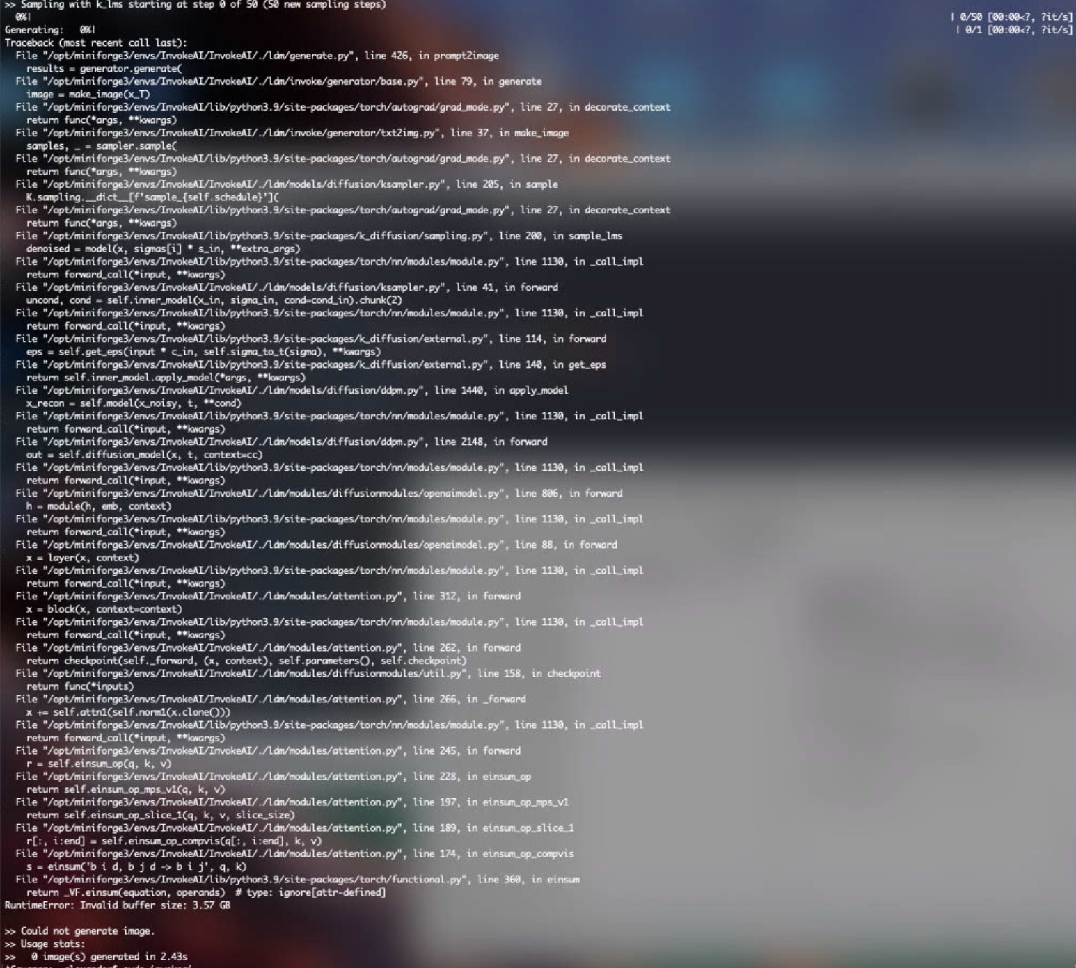 Unable To Generate Image Larger Than 640x640 Runtimeerror Invalid Buffer Size 357 Gb
