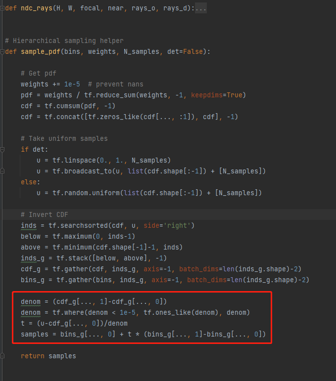 sample_pdf function for generating new sample · Issue #151 · bmild/nerf · GitHub