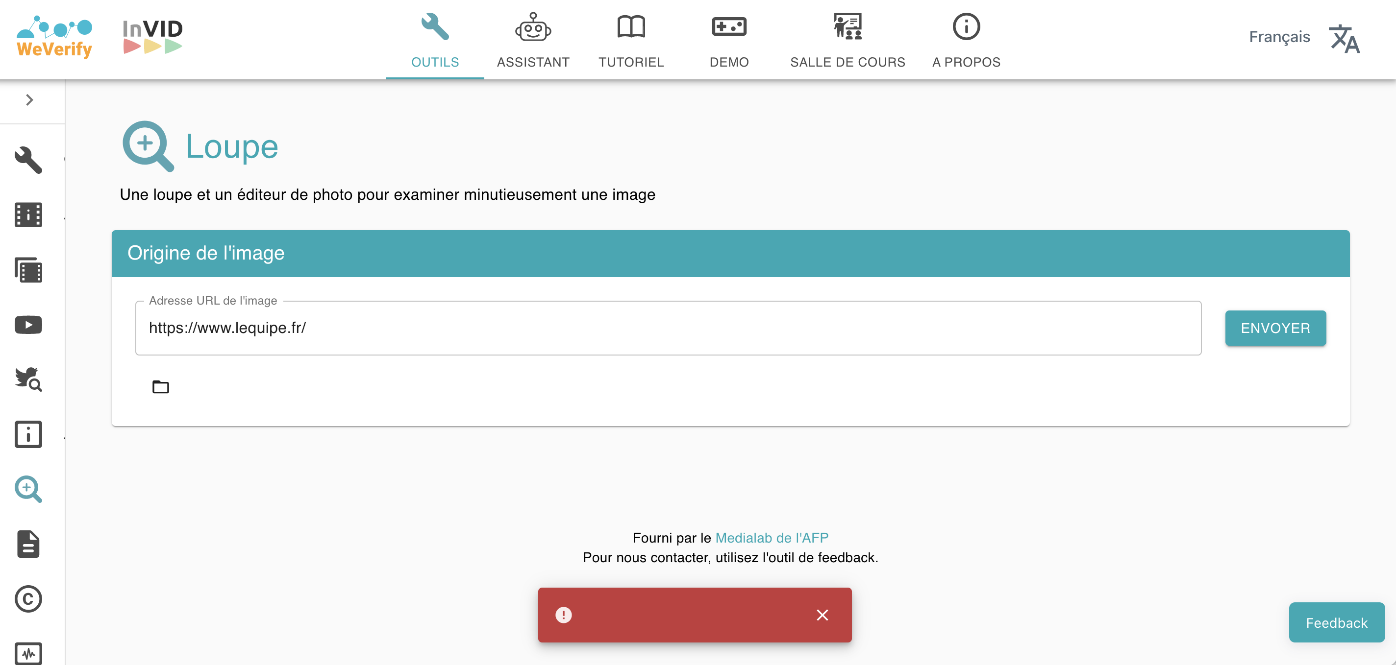 [Contextual Menu] Error message is empty if using non supported URL · Issue #66 · AFP-Medialab ...
