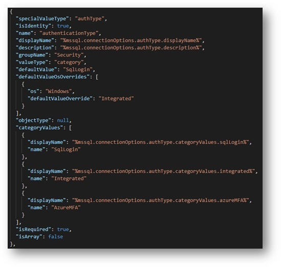 Display name ignored for advanced connection property: Data value used ...