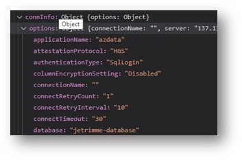 Display name ignored for advanced connection property: Data value used ...
