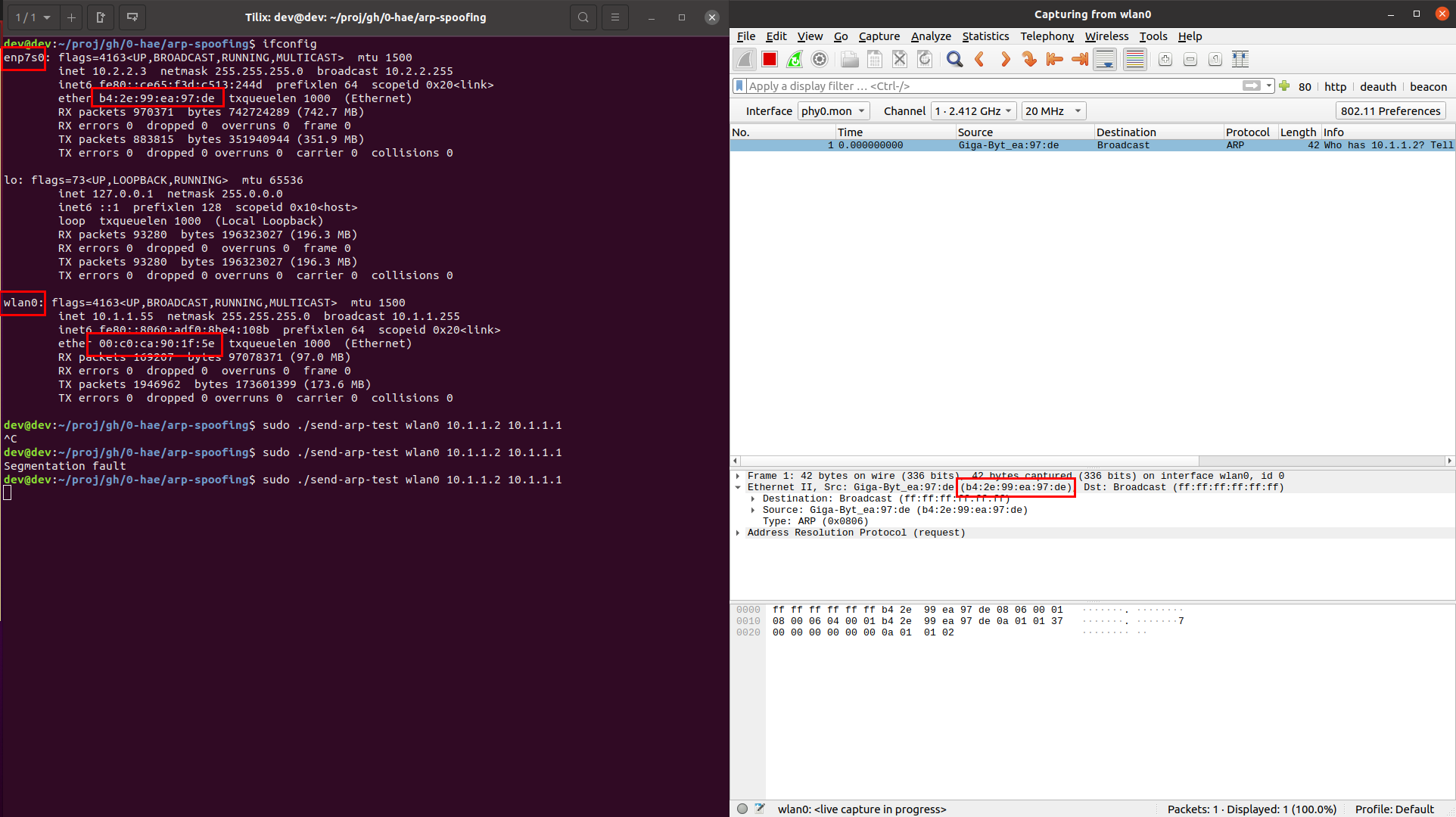 이상한 mac 정보를 가져오는 현상 · Issue #1 · 0-hae/arp-spoofing · GitHub