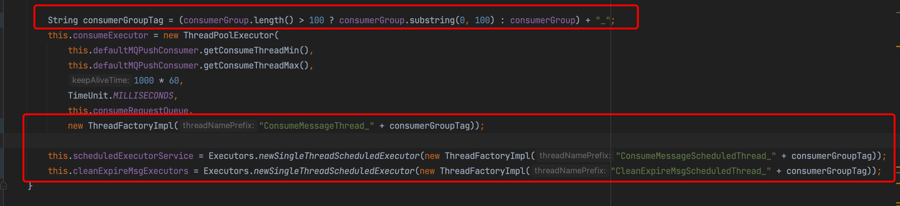 Optimize the code of consumer thread name,and support tag the name of scheduledExecutor thread ...