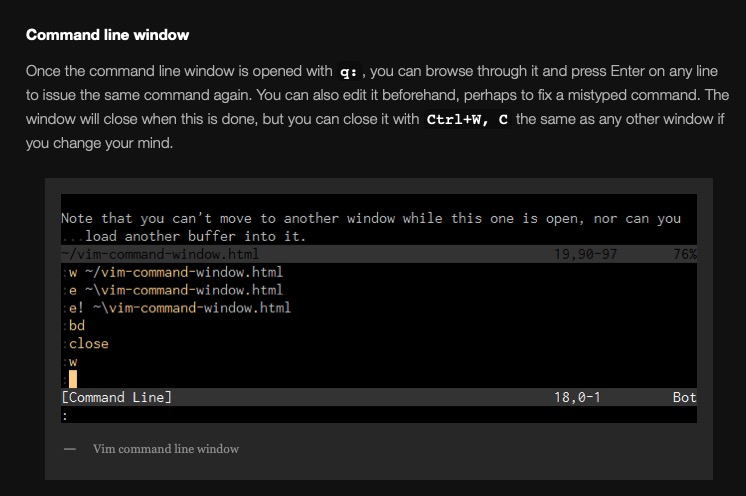Support command line window editing · Issue #4007 · VSCodeVim/Vim · GitHub
