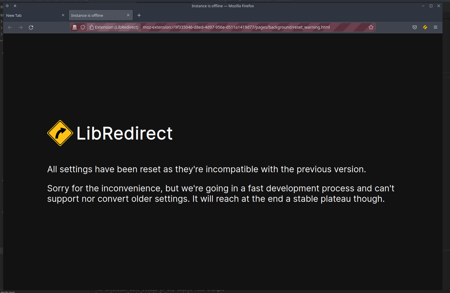 Adding a warning page for Settings Reset on Major releases · Issue #292 · libredirect/browser ...