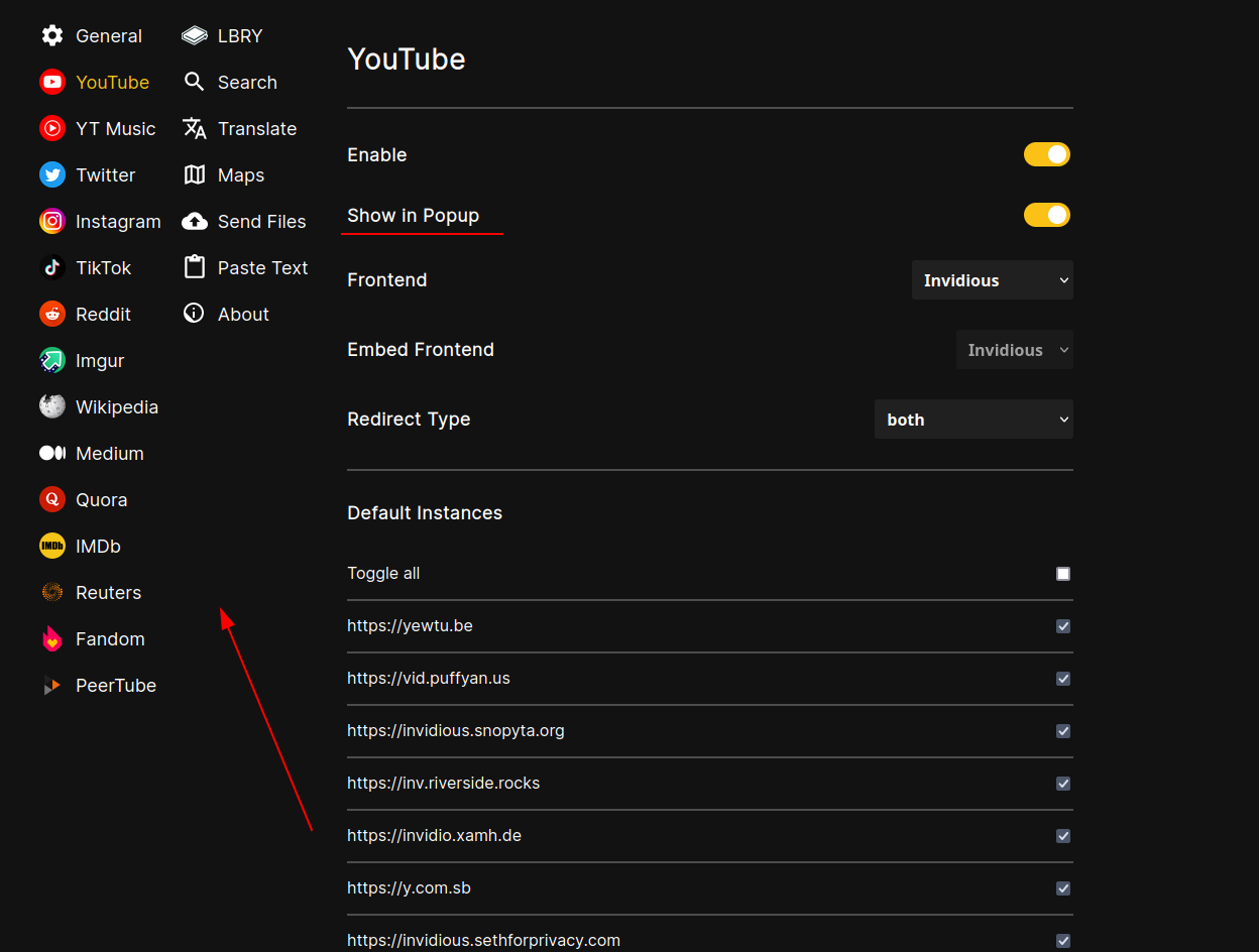 Recommendation for UI Change · Issue #369 · libredirect/browser_extension · GitHub