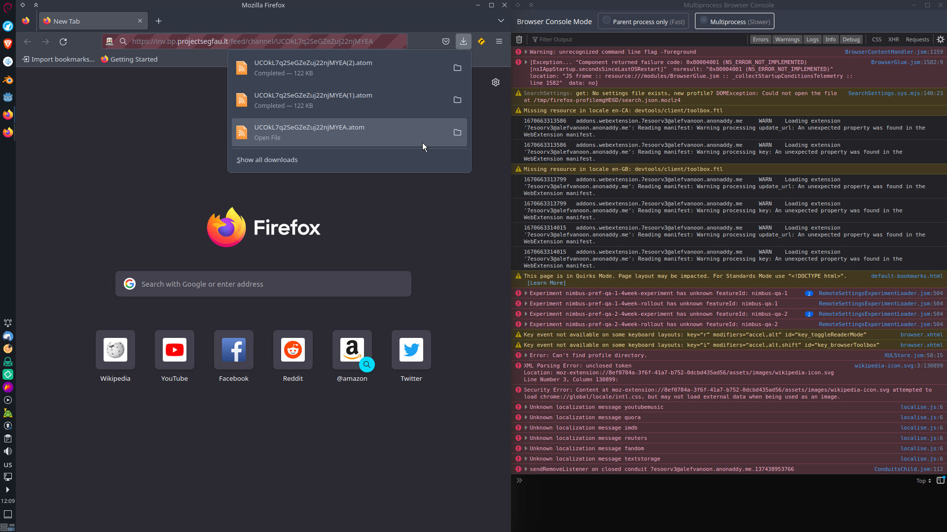 Feature Request: Copy RSS links for private frontends as "Raw URL links" (YouTube, Twitter etc ...