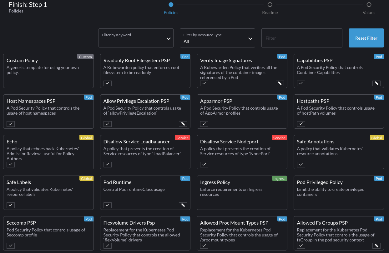 add validation, mutation, and signed policy icons · Issue #75 · rancher/kubewarden-ui · GitHub