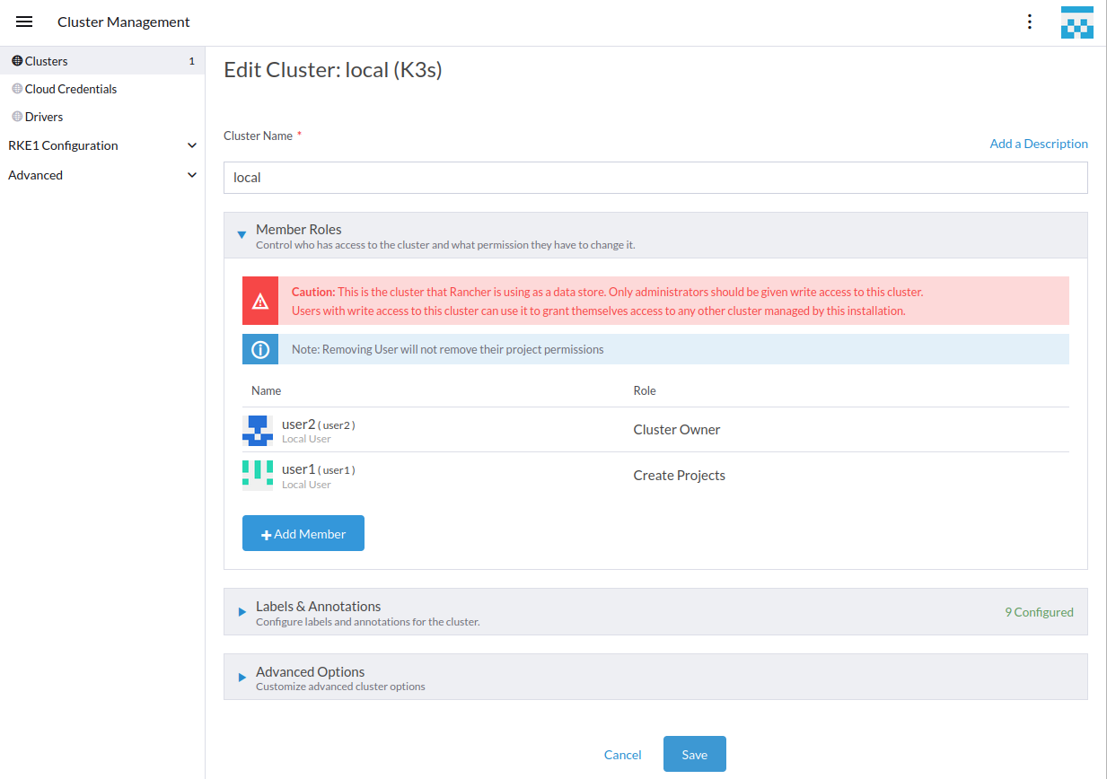 Unable to delete Cluster Members from Cluster Management config · Issue #8940 · rancher ...