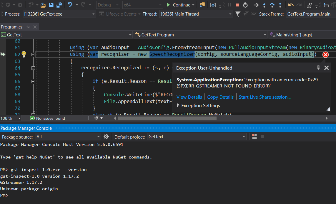 SPXERR_GSTREAMER_NOT_FOUND_ERROR when using mp3 file with Microsoft.CognitiveServices.Speech ...