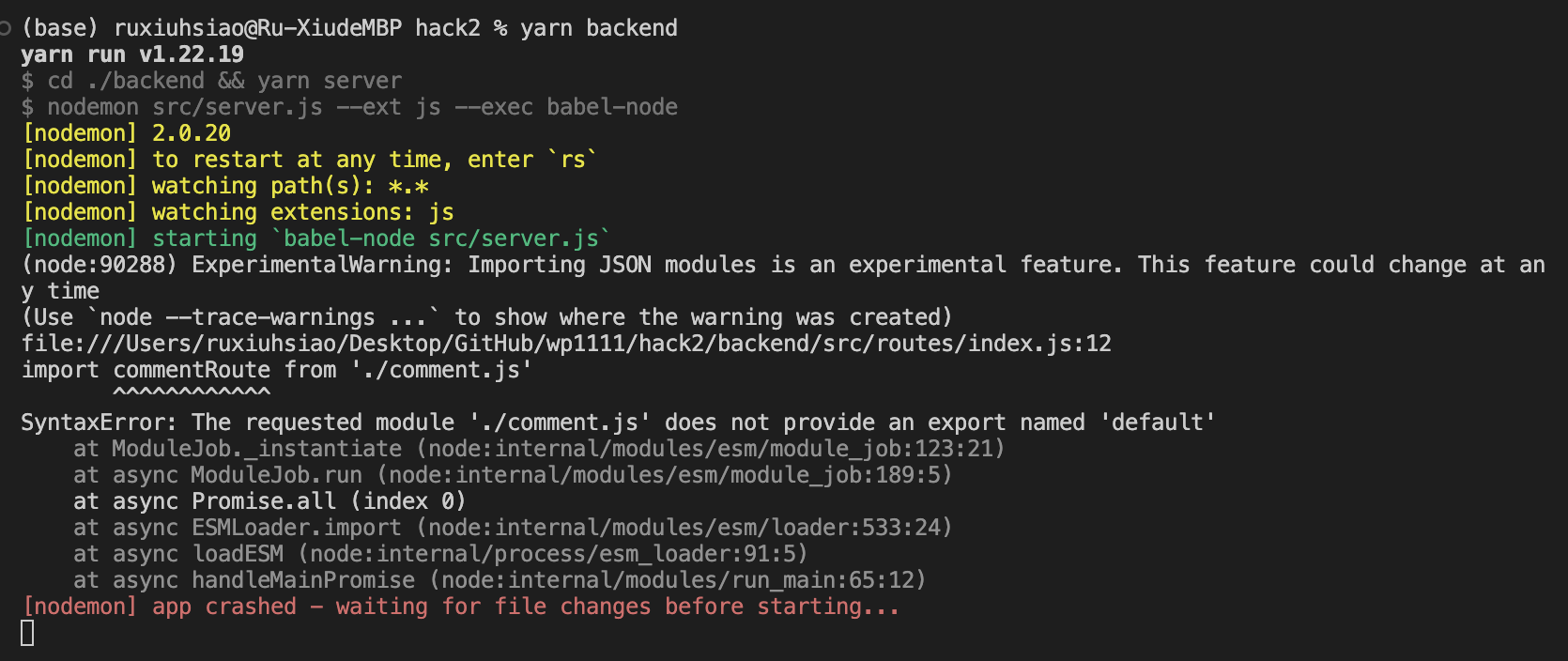 server crash by module not supported · Issue #24 · ntuee-web-programming/111-1_WebProgramming ...