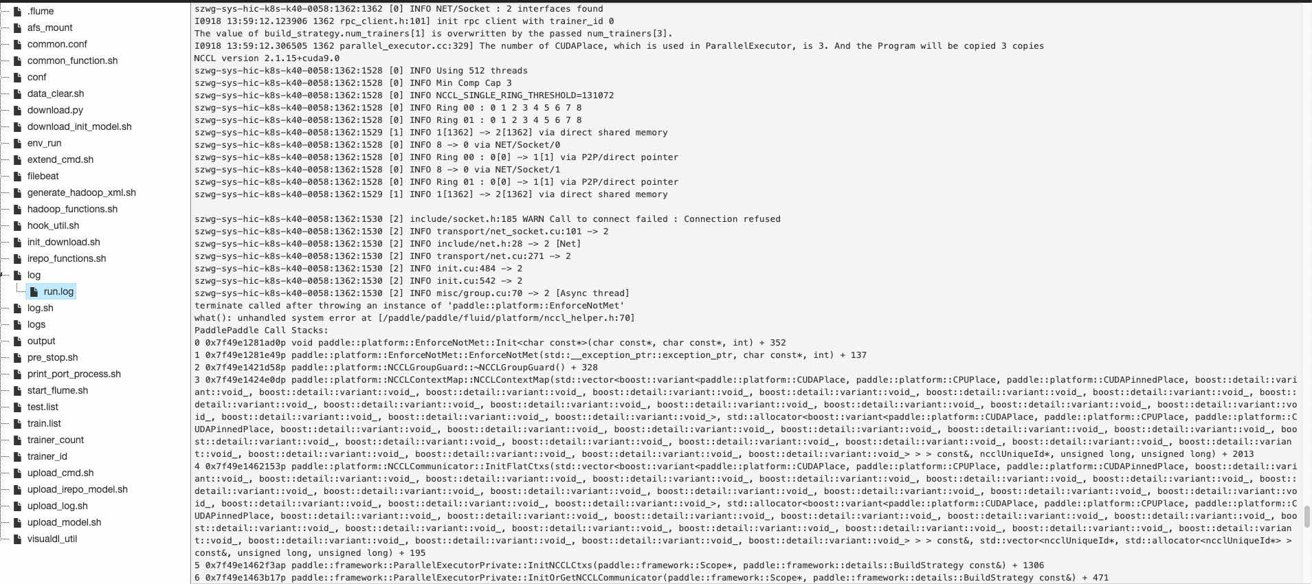 k8s k40 nccl方式跑多机，报如下错 · Issue #19858 · PaddlePaddle/Paddle · GitHub