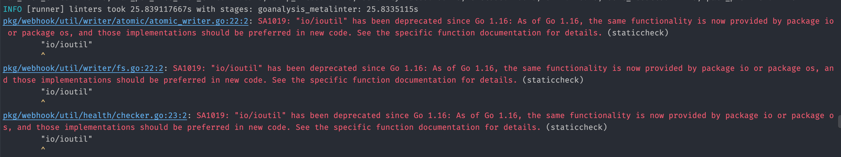 [BUG] "io/ioutil" has been deprecated since Go 1.16 · Issue #1308 · openyurtio/openyurt · GitHub