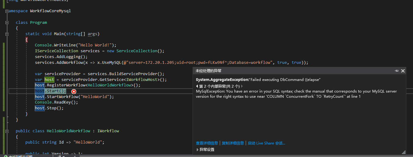 MySqlException · Issue #568 · danielgerlag/workflow-core · GitHub