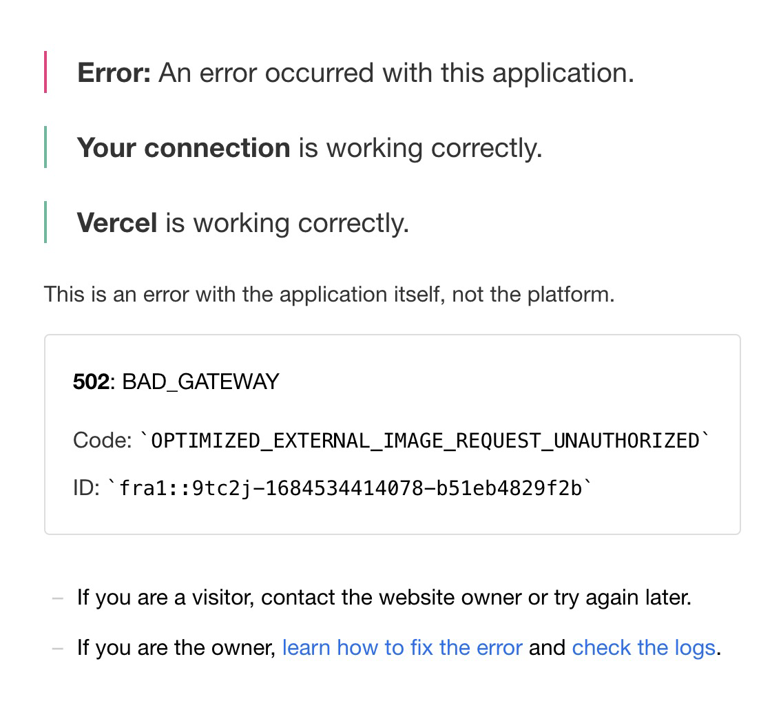 502: BAD_GATEWAY Code: OPTIMIZED_EXTERNAL_IMAGE_REQUEST_UNAUTHORIZED · Issue #50092 · vercel ...