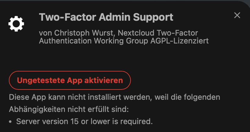 Nextcloud only offers v0.2.1 for download · Issue #295 · nextcloud/twofactor_admin · GitHub