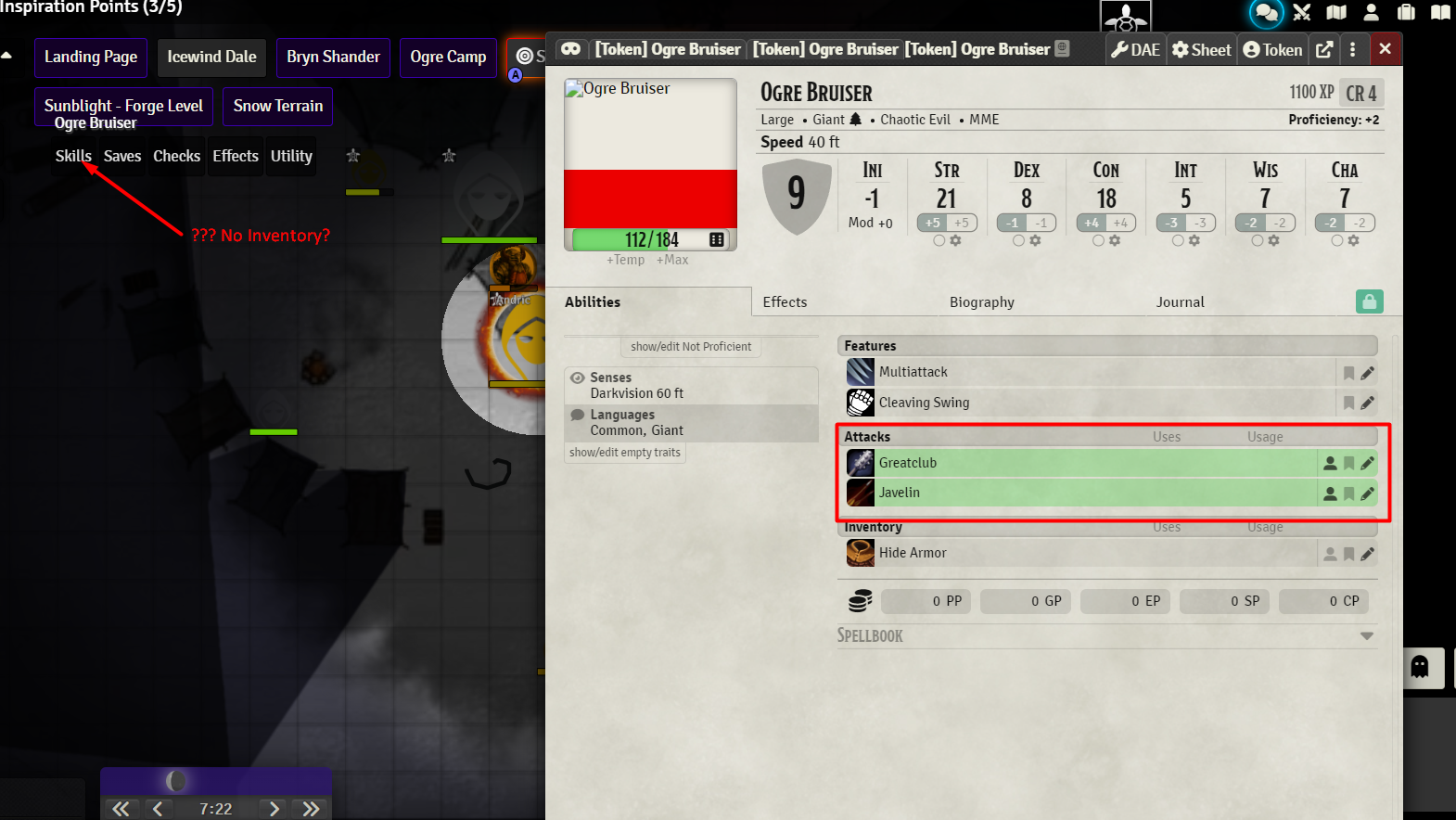 dnd5e - some NPCs lack Inventory · Issue #270 · Drental/fvtt-tokenactionhud · GitHub