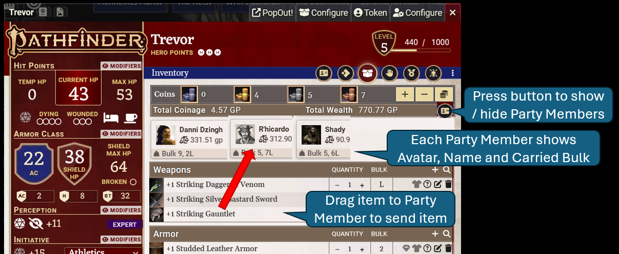 [Party Feature] Easy Method to send items to party Stash and Members ...