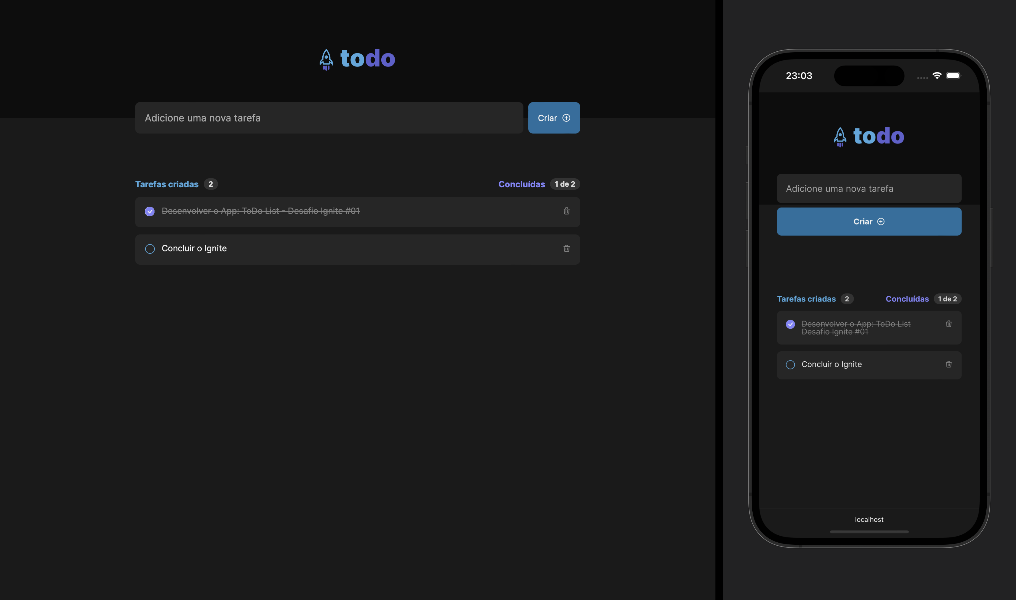 GitHub - victorpowilleit/ignite-challenge-ToDo: Desafio Ignite