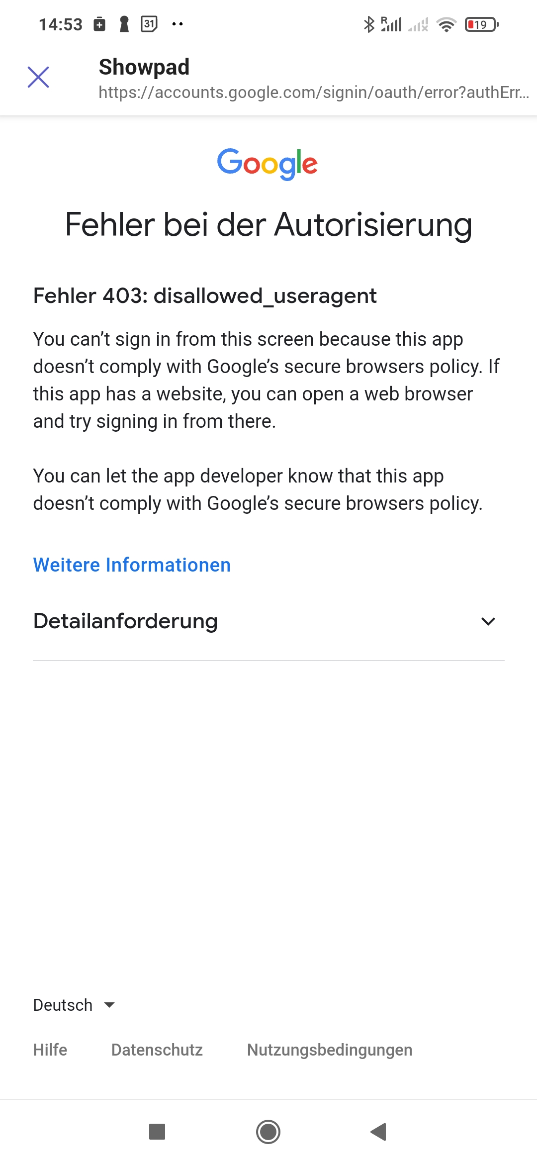 Google auth on Microsft Teams mobile app returns 403: disallowed_useragent · Issue #6577 ...