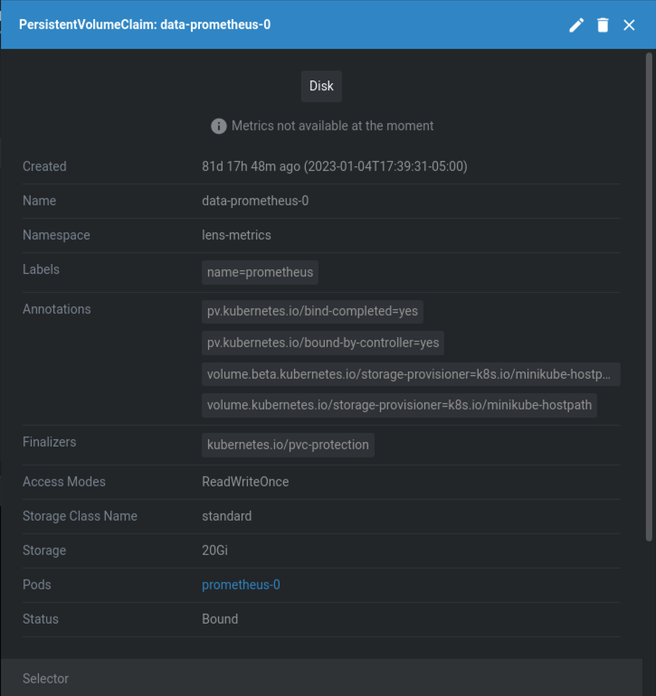 Disk metrics missing from PVC details page · Issue #7417 · lensapp/lens · GitHub