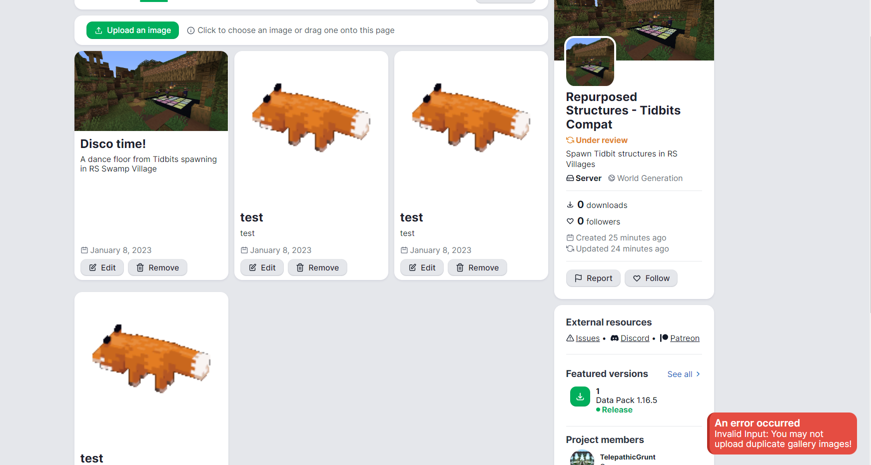 Double clicking or more the image submission button causes duplicate images in gallery · Issue ...
