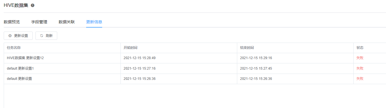 [Bug] 本地模式无法更新HIVE数据 · Issue #1445 · dataease/dataease · GitHub