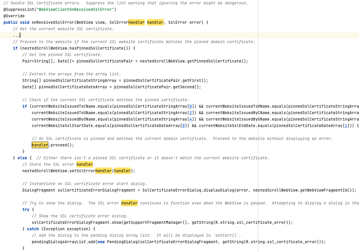 Report: WebView ignores SSL Certificate errors and accept any SSL Certificate · Issue #168 ...