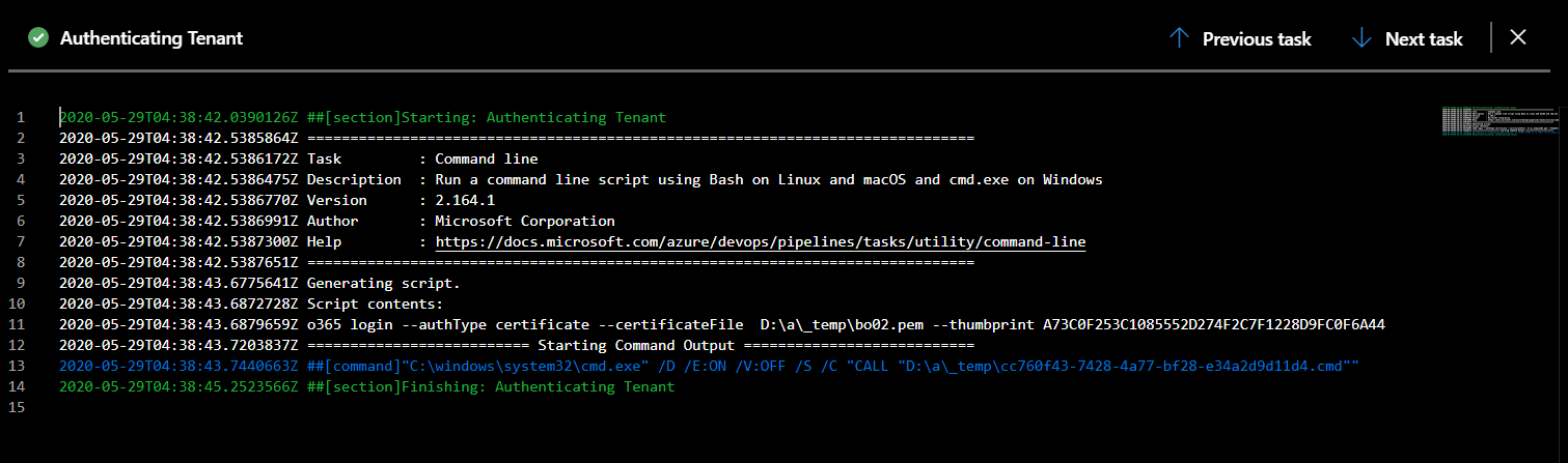 Release pipeline error while authenticating with certificate to o365 ...