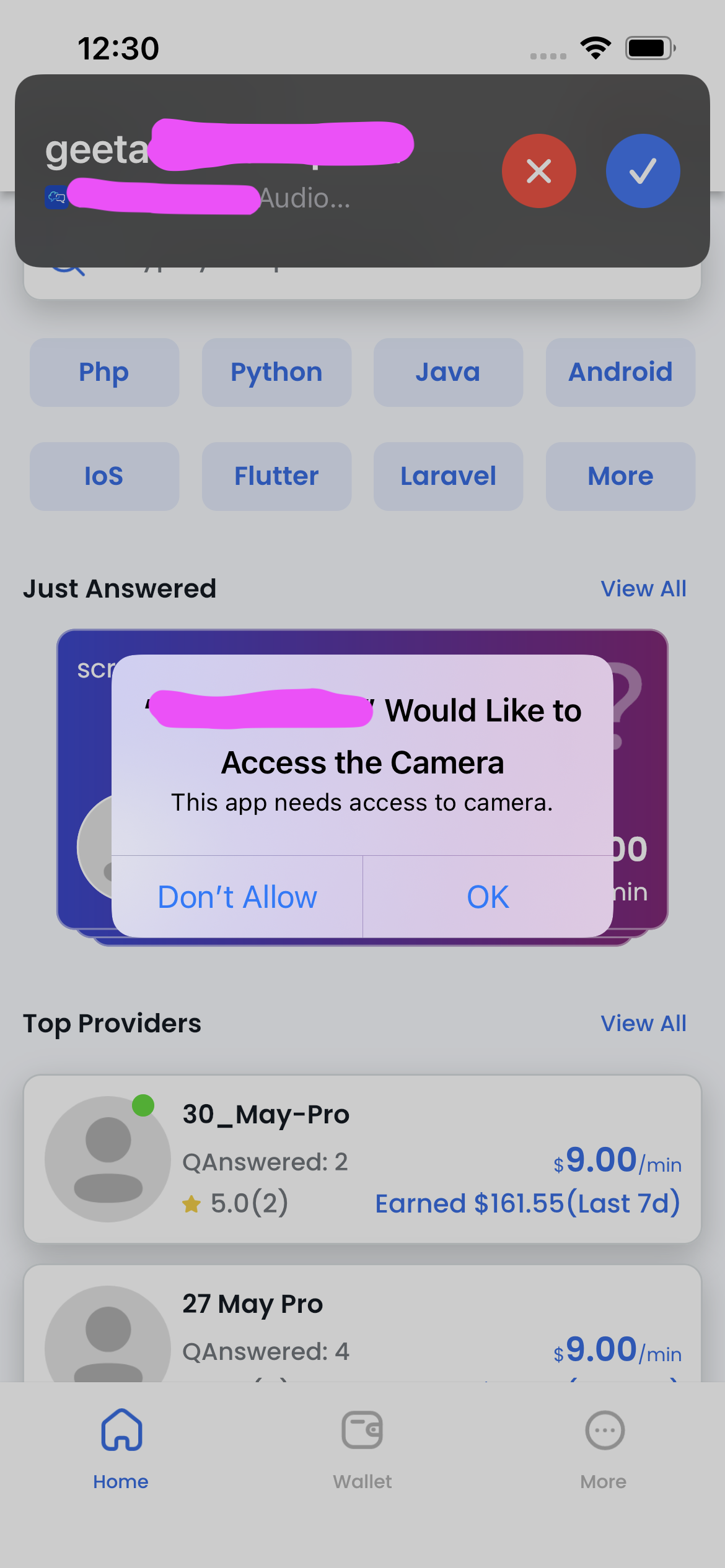 The very first time I got a call, I got a prompt for Camera. This prompt needs to be disabled ...