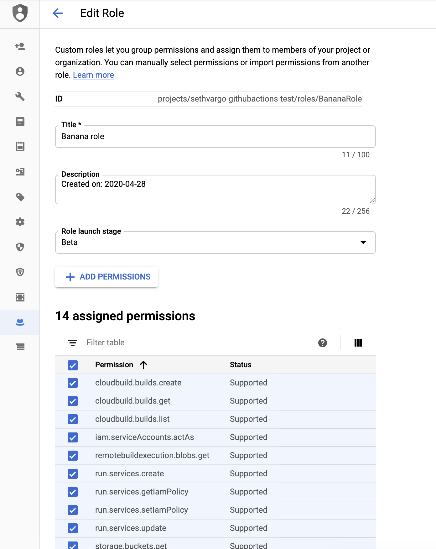 Documentation request: how to make a custom IAM role for Cloud Run with the most restrictive ...