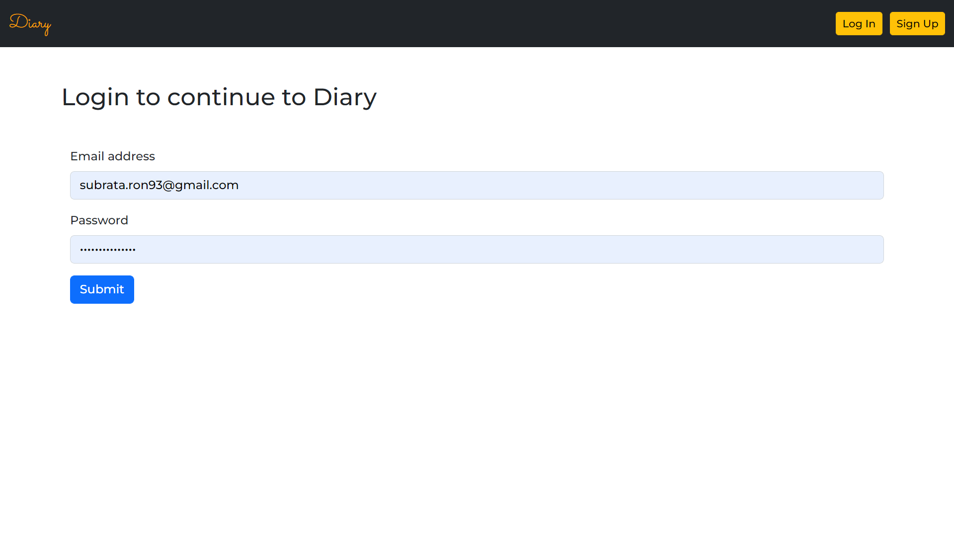 GitHub - Subrata91/Diary: A MERN stack app that lets the user store his ...