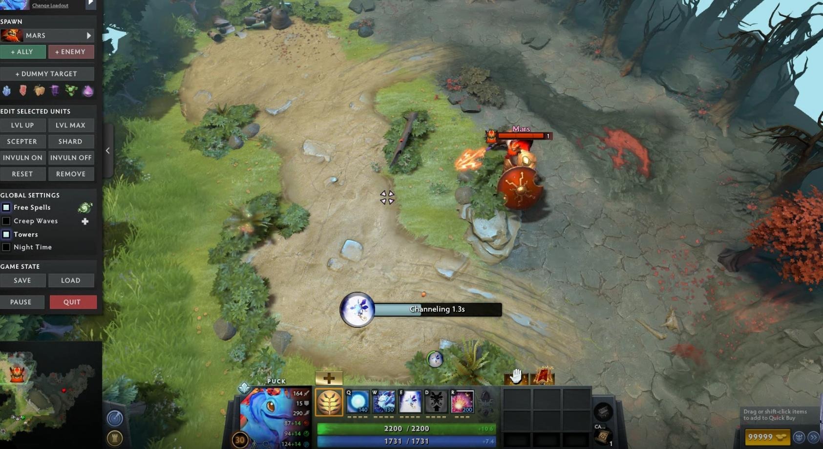 Puck spell range, cast range and radius not showing during phase shift ...
