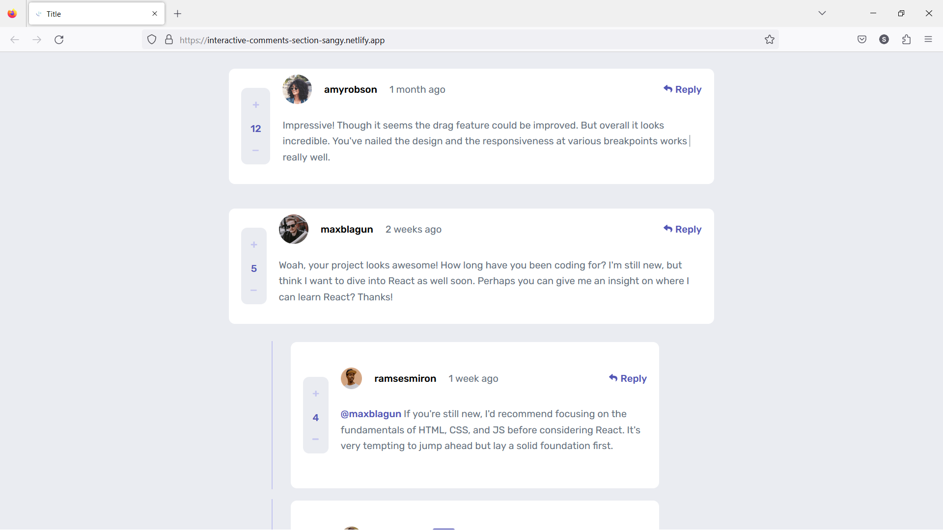 GitHub - sangy987/interactive-comments-section-main