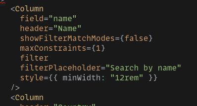 DataTable demo: simple name filter in menu mode · Issue #3699 · primefaces/primereact · GitHub