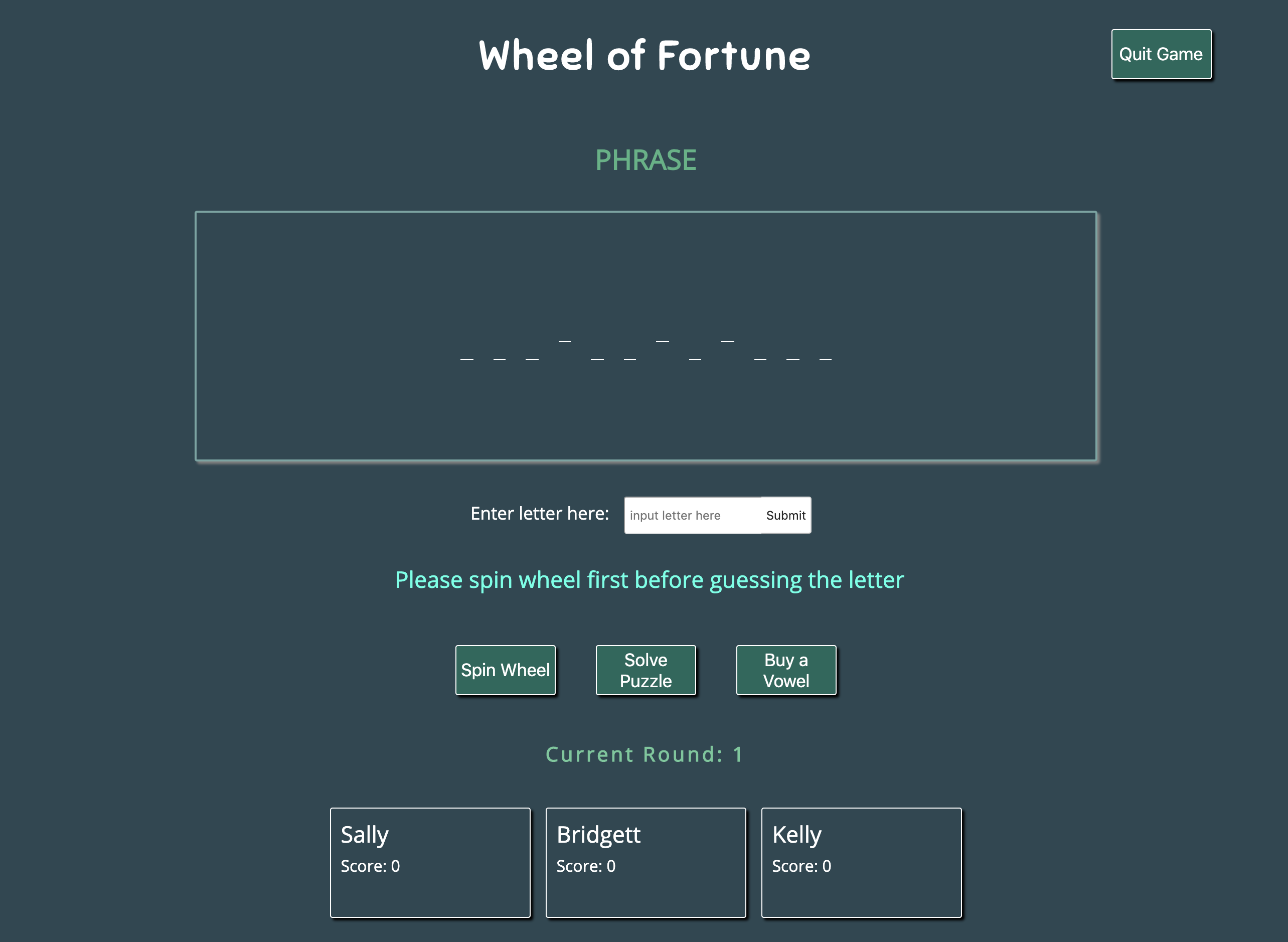 GitHub - SallyH3/Wheel-of-Fortune: A Wheel of Fortune game app using ...